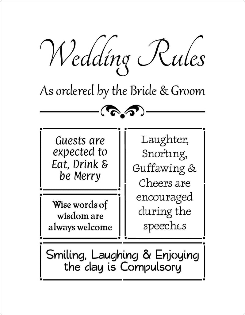 Welcome Rules Wedding Stencil – Stencil Warehouse
